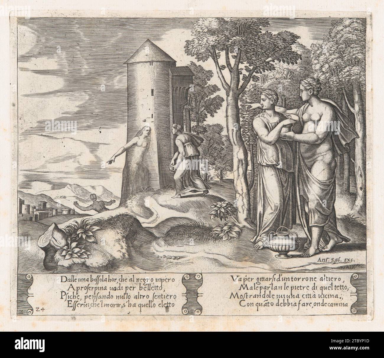 Plate 24: Venus and Psyche standing at right, pointing to the ...