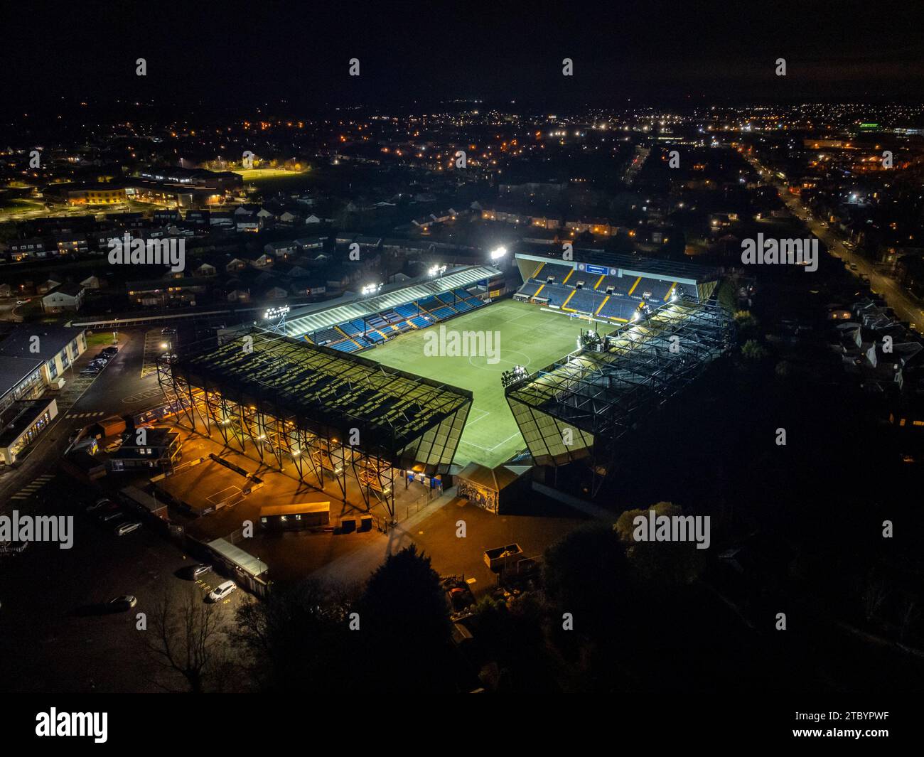 Rugby Park, the home of Kilmarnock FC. As seen from the air at the ...