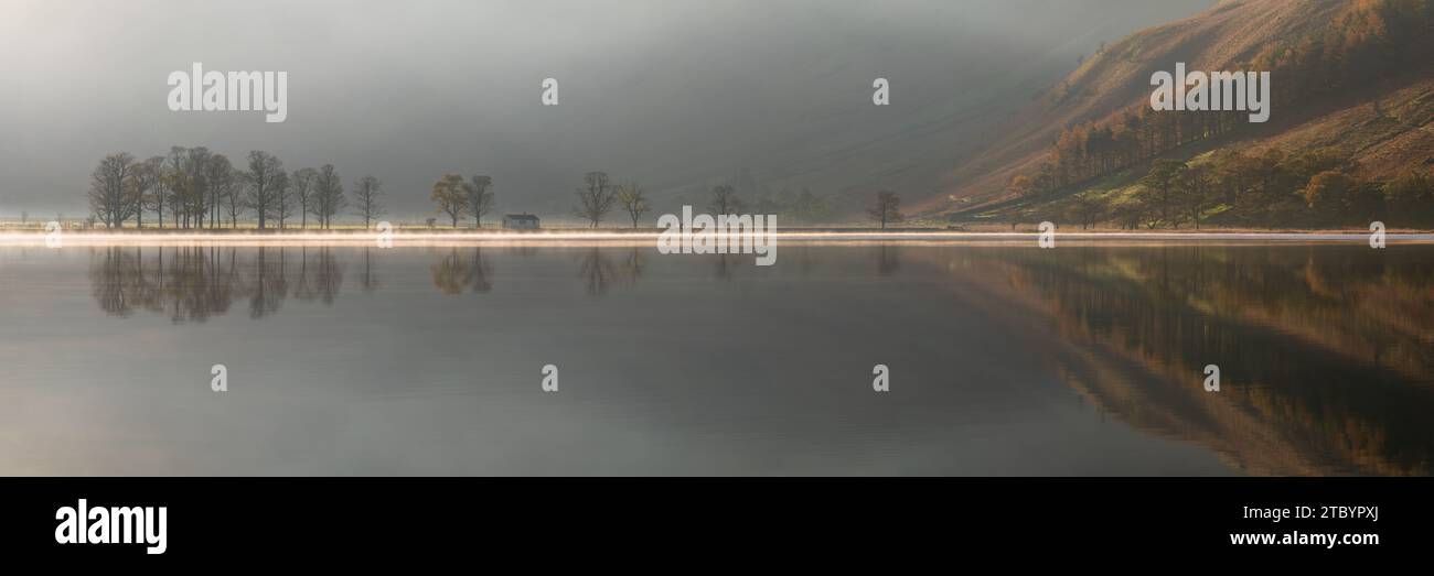 The famous view across Buttermere with the iconic Char Hut outlined ...