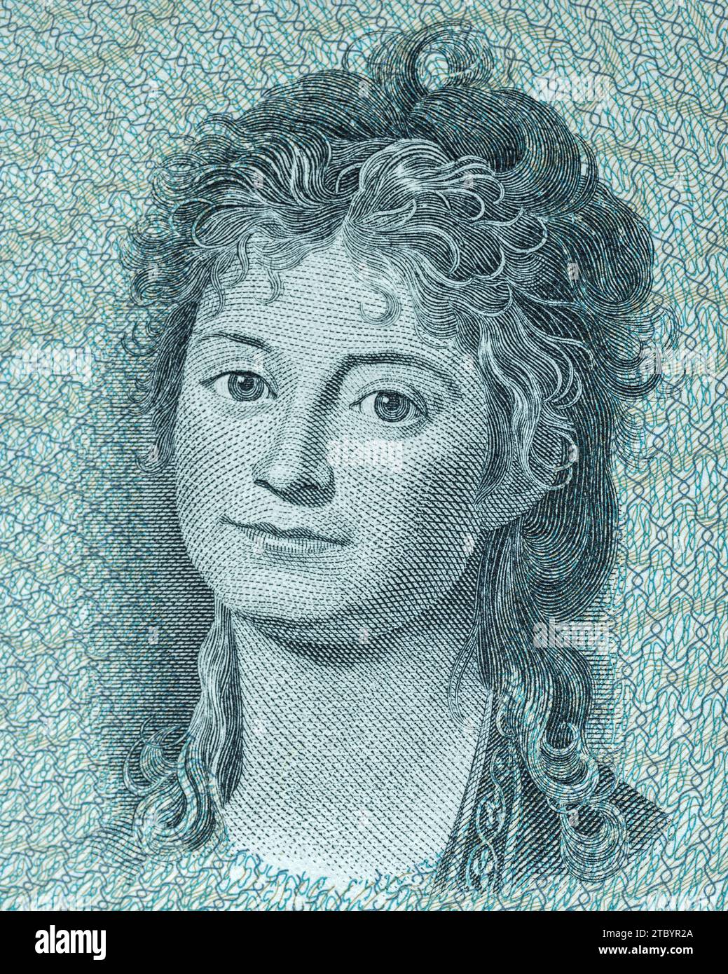 Portrait of Engelik Charlotte Ryberg on a Danish banknote of 50 DKK ...