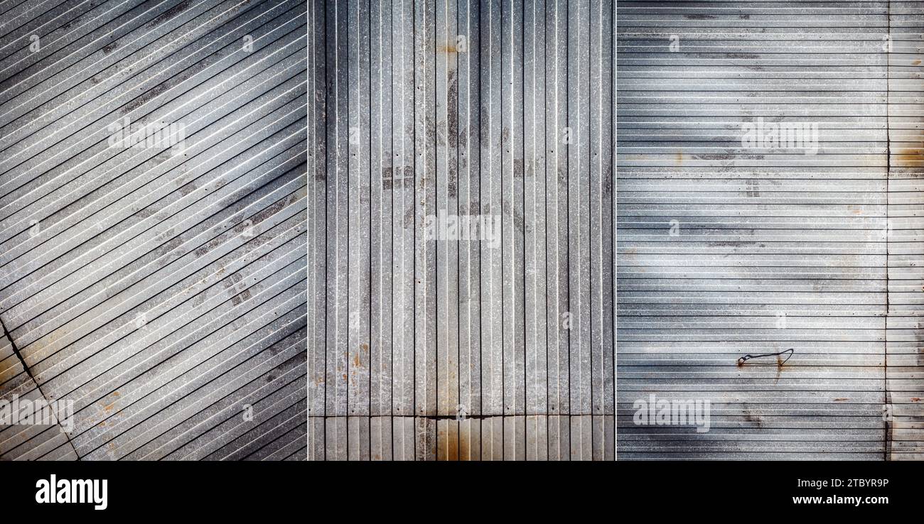Collection of images with old rusty metal warehouse wall textures ...