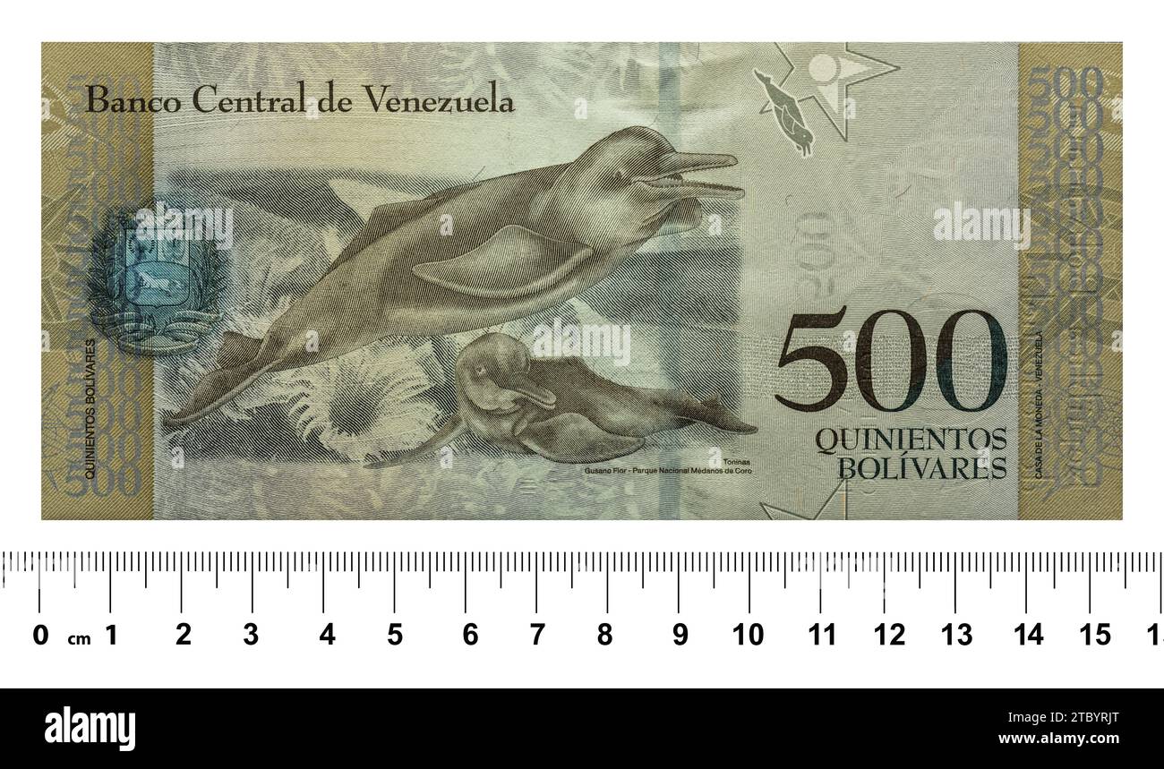 The back of the Venezuelan banknote is two bolivars with a scaler ...