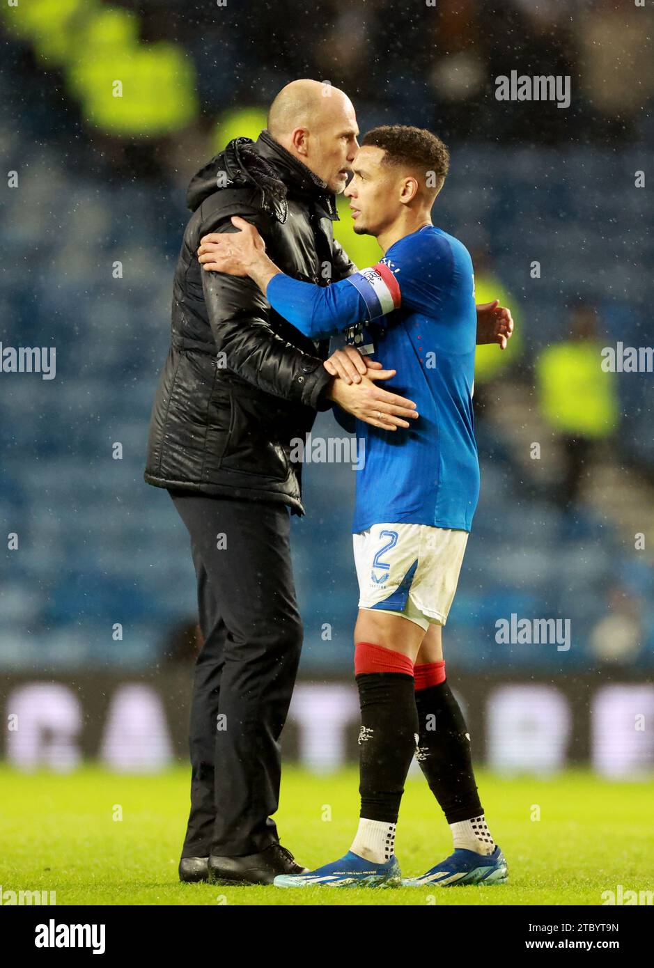 Rangers manager Philippe Clement (left) and James Tavernier after the ...