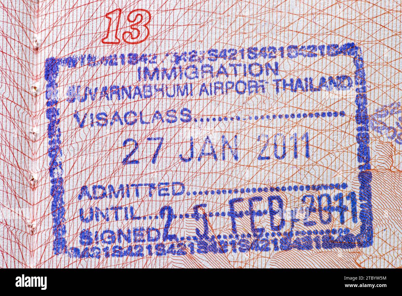 Border stamp in the passport when crossing the state border Thailand ...