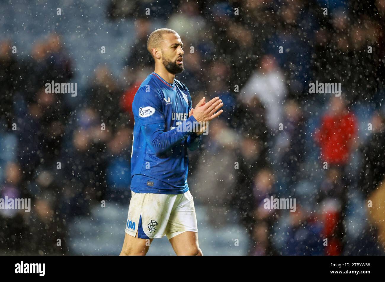 Rangers' Kemar Roofe applauds the fans after the cinch Premiership ...