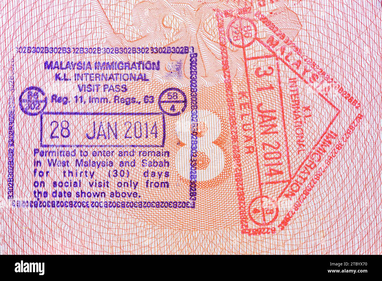 Border Stamp In The Passport When Crossing The State Border Of Malaysia