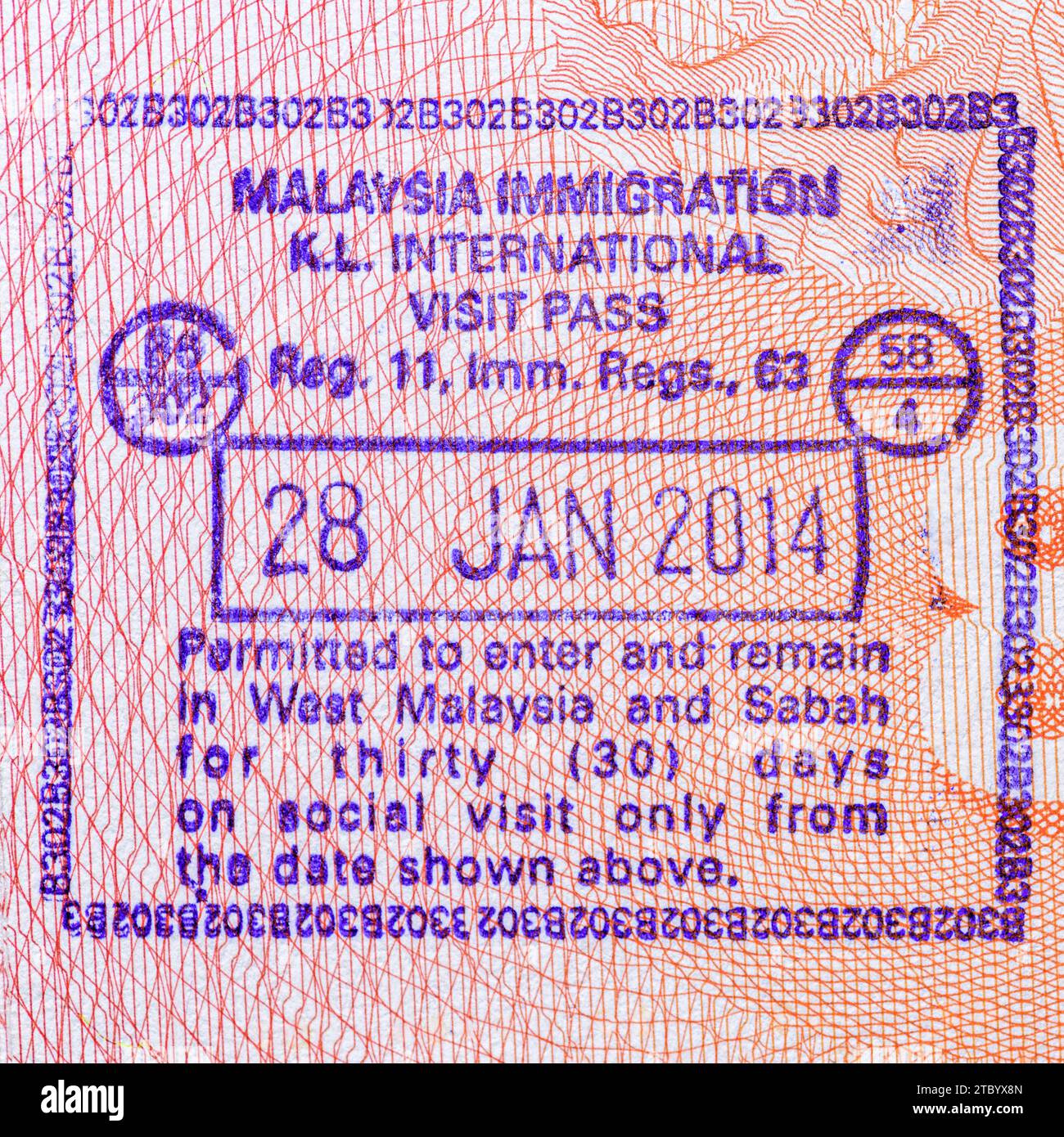 Border Stamp In The Passport When Crossing The State Border Of Malaysia Kuala Lumpur Stock