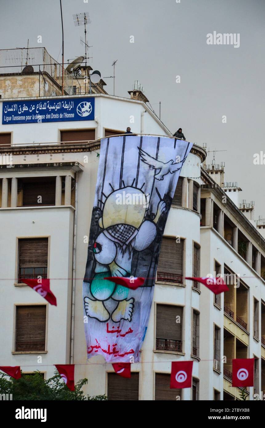 Tunis, Tunisia. December 9, 2023: Tunis, Tunisia. 09 December. A poster ...