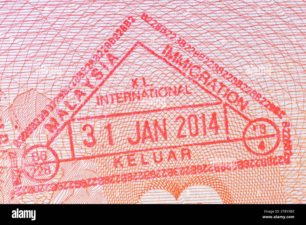 Border stamp in the passport when crossing the state border of Malaysia ...
