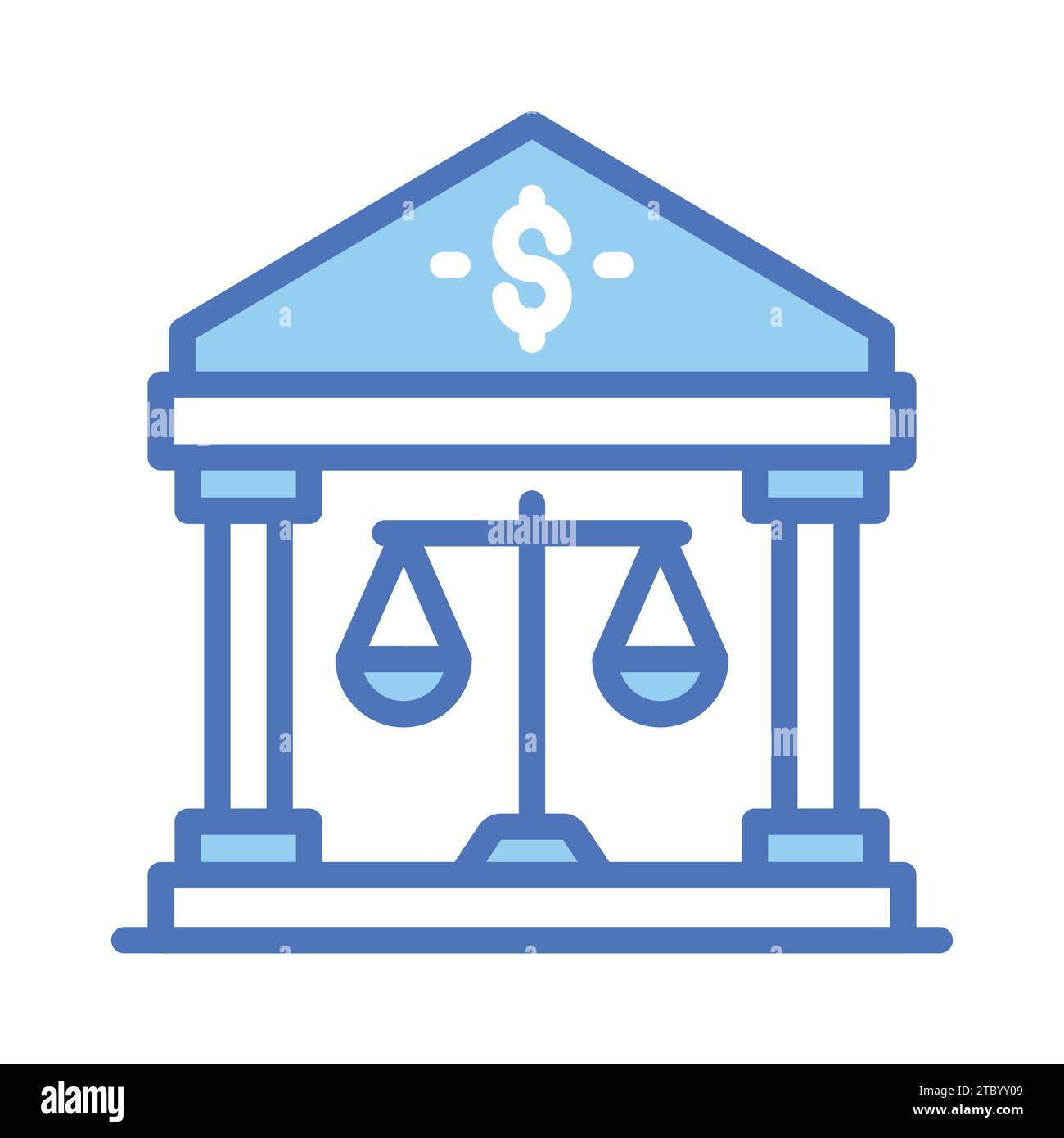 Balance scale with bank building showing banking law concept icon Stock ...