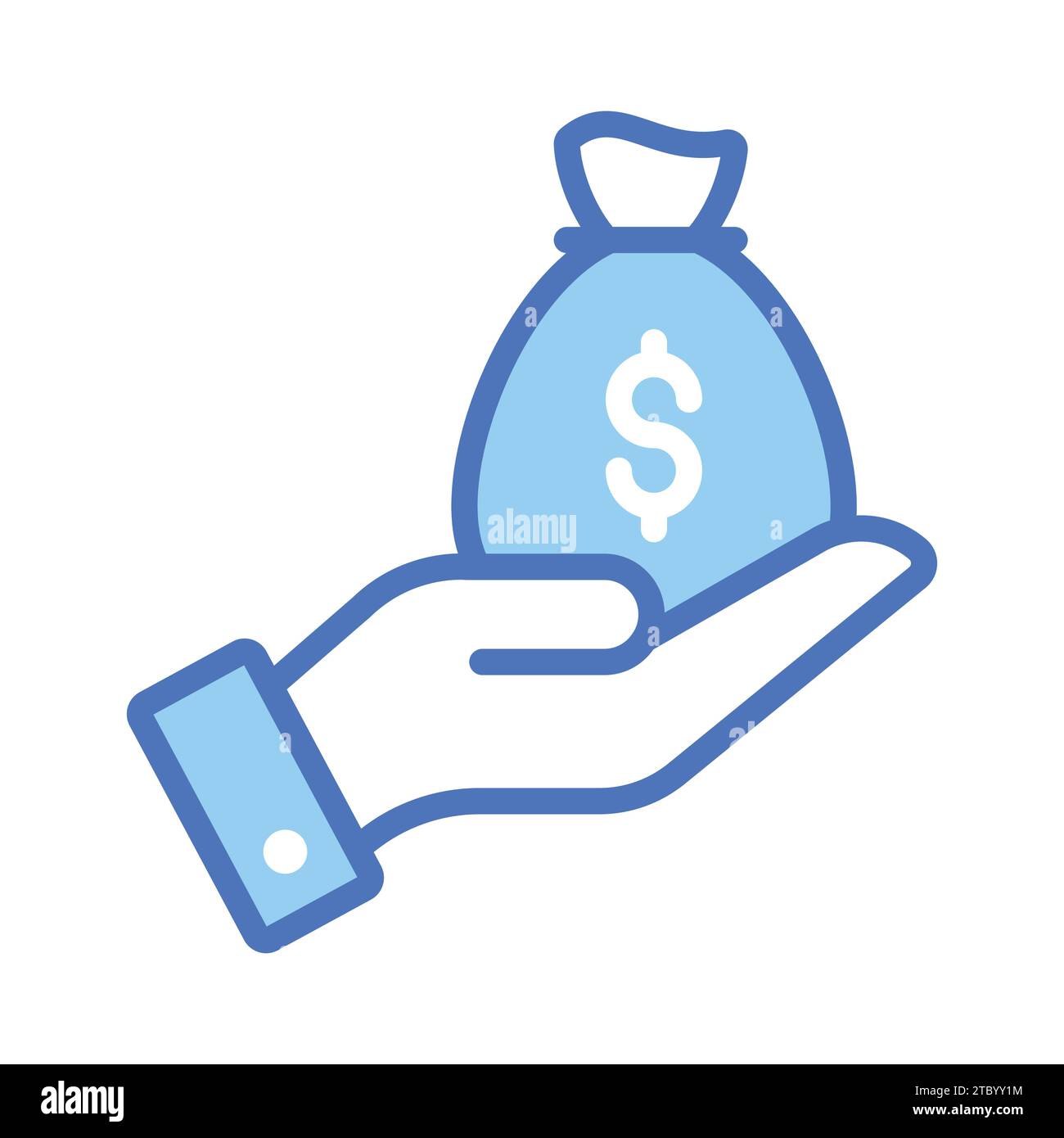 Hand holding money bag, savings icon in trendy style, premium vector ...