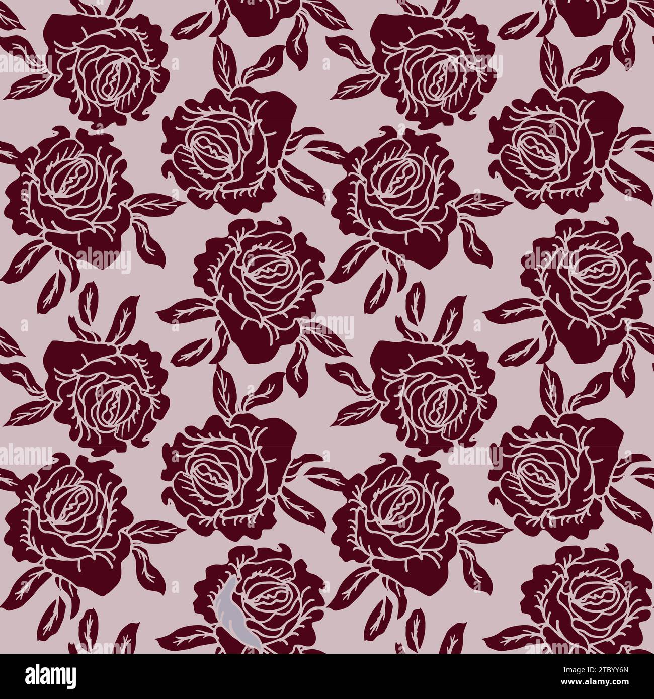 Delicate rose flower, line art hand drawn design for surface design of ...