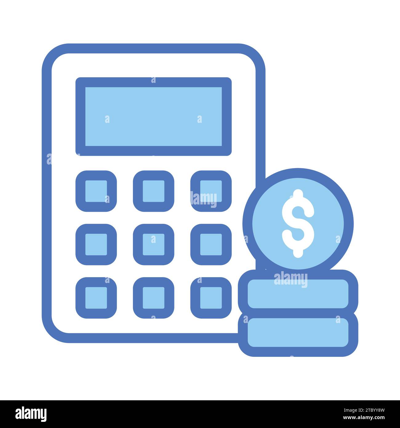 Calculator with coins denoting accounting concept vector, money ...
