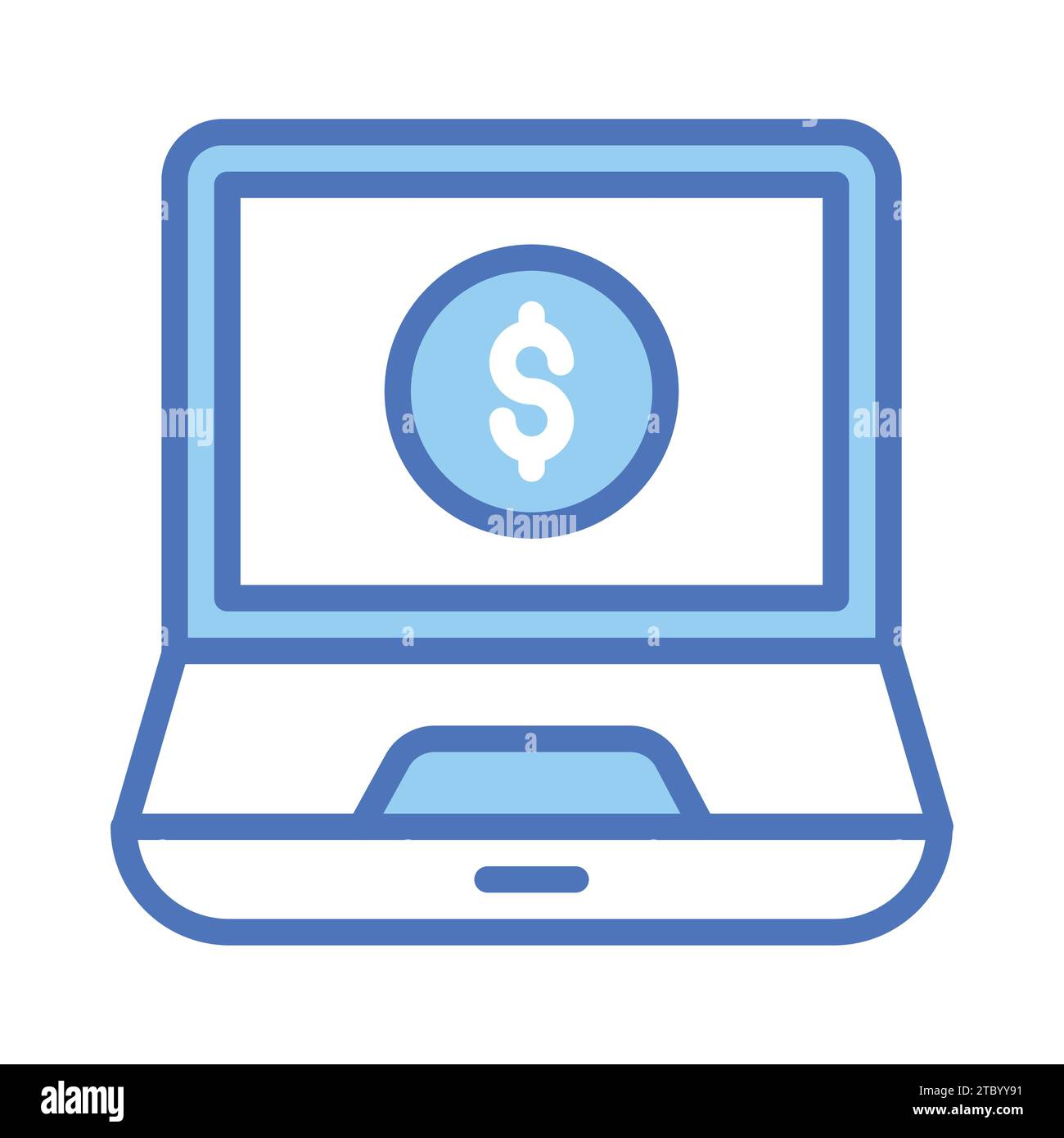 Dollar coin inside laptop screen showing e-banking concept vector Stock ...