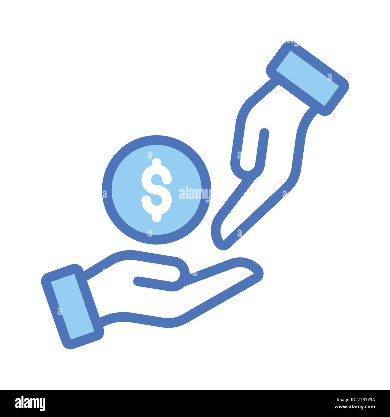 Hand giving dollar coin depicting funding concept icon, premium vector ...