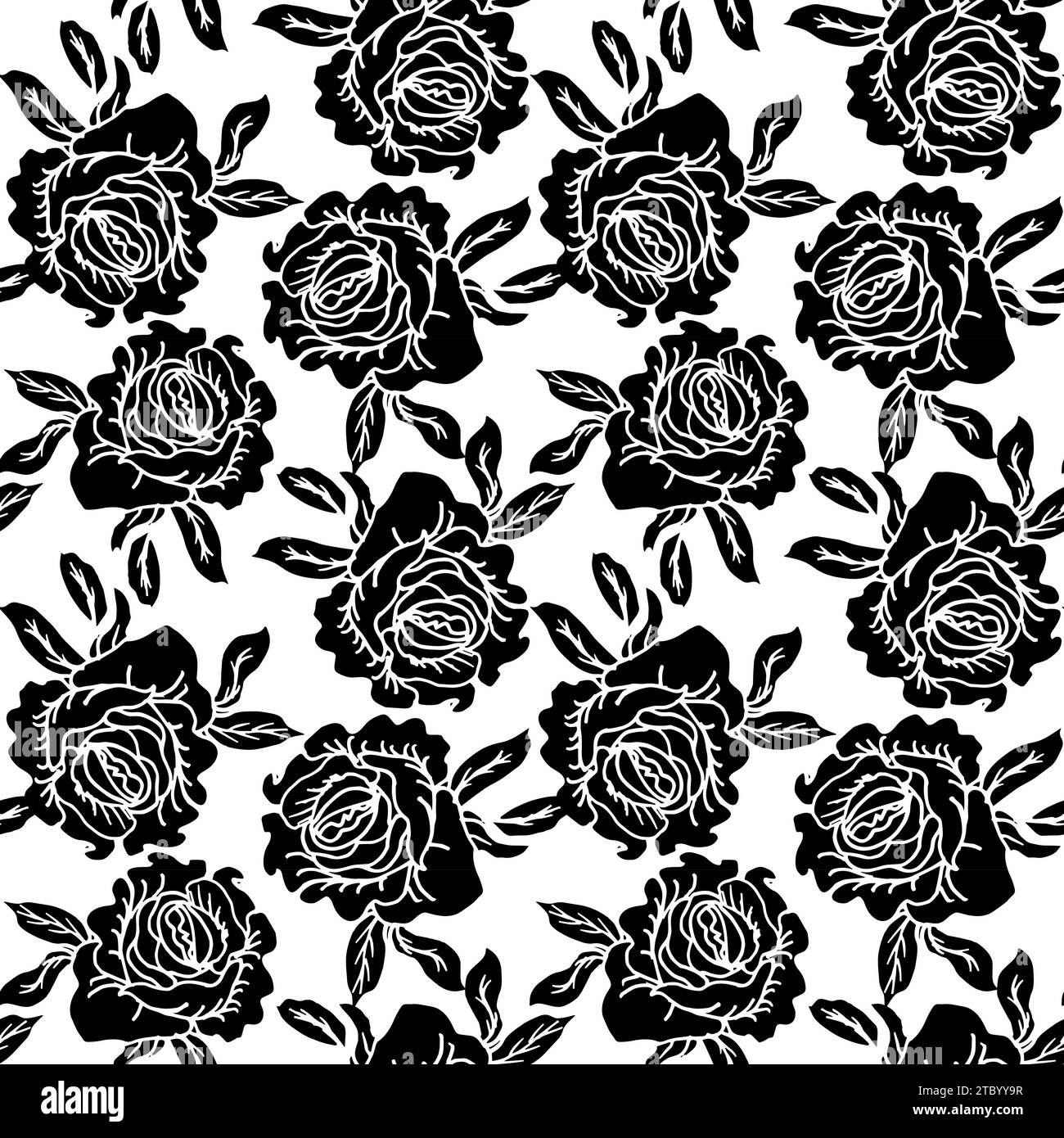 Delicate rose flower, line art hand drawn design for surface design of ...