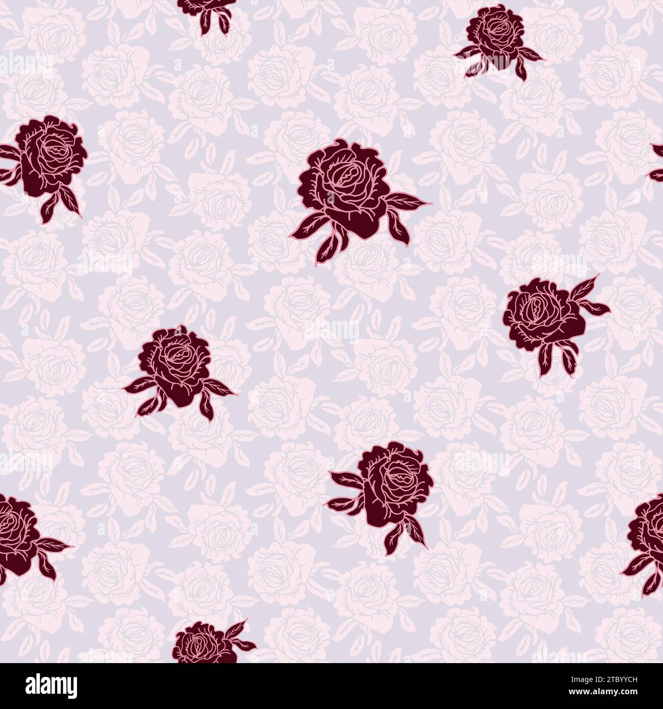 Delicate rose flower, line art hand drawn design for surface design of ...