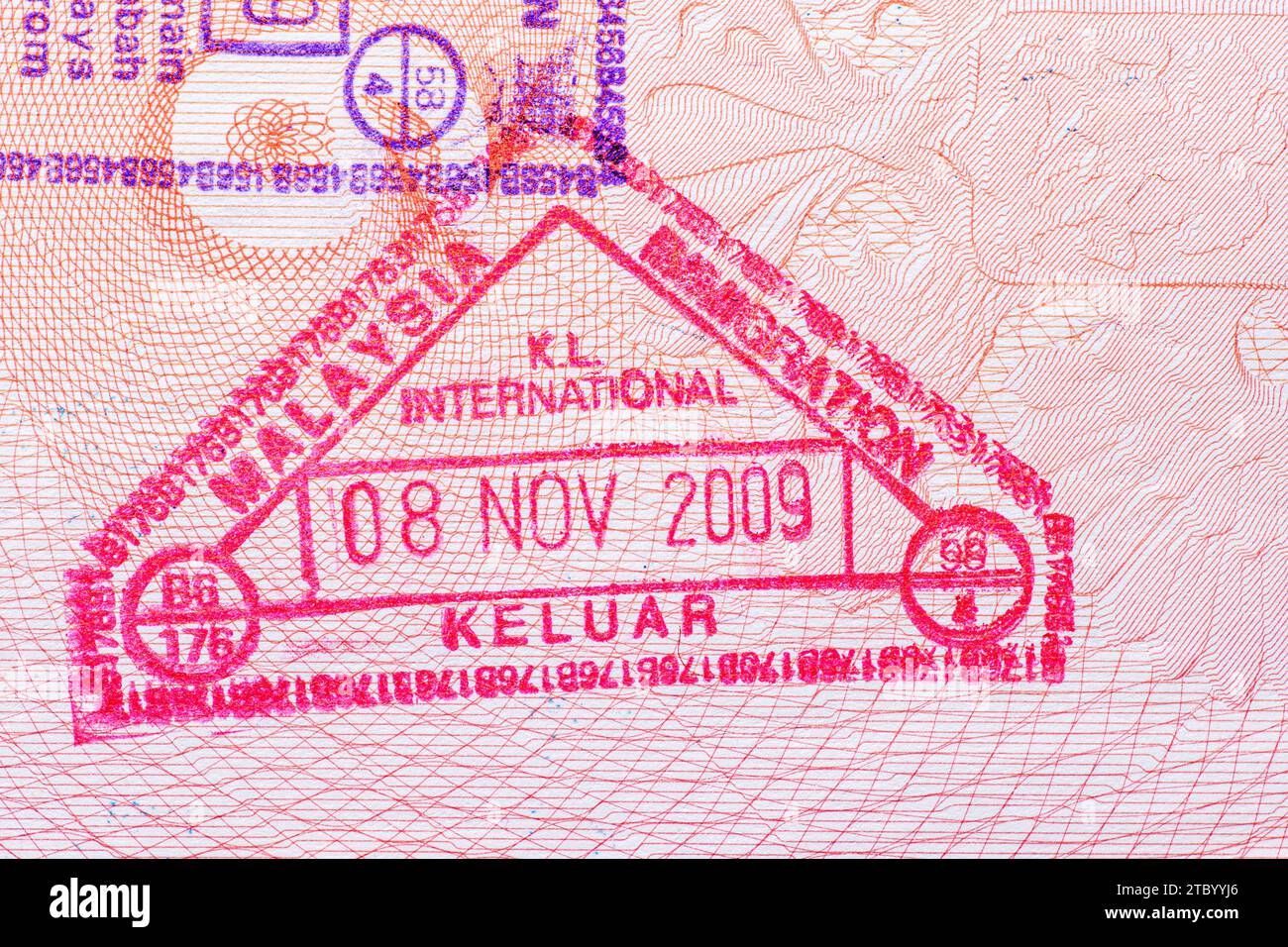 Border Stamp In The Passport When Crossing The State Border Of Malaysia Kuala Lumpur Stock