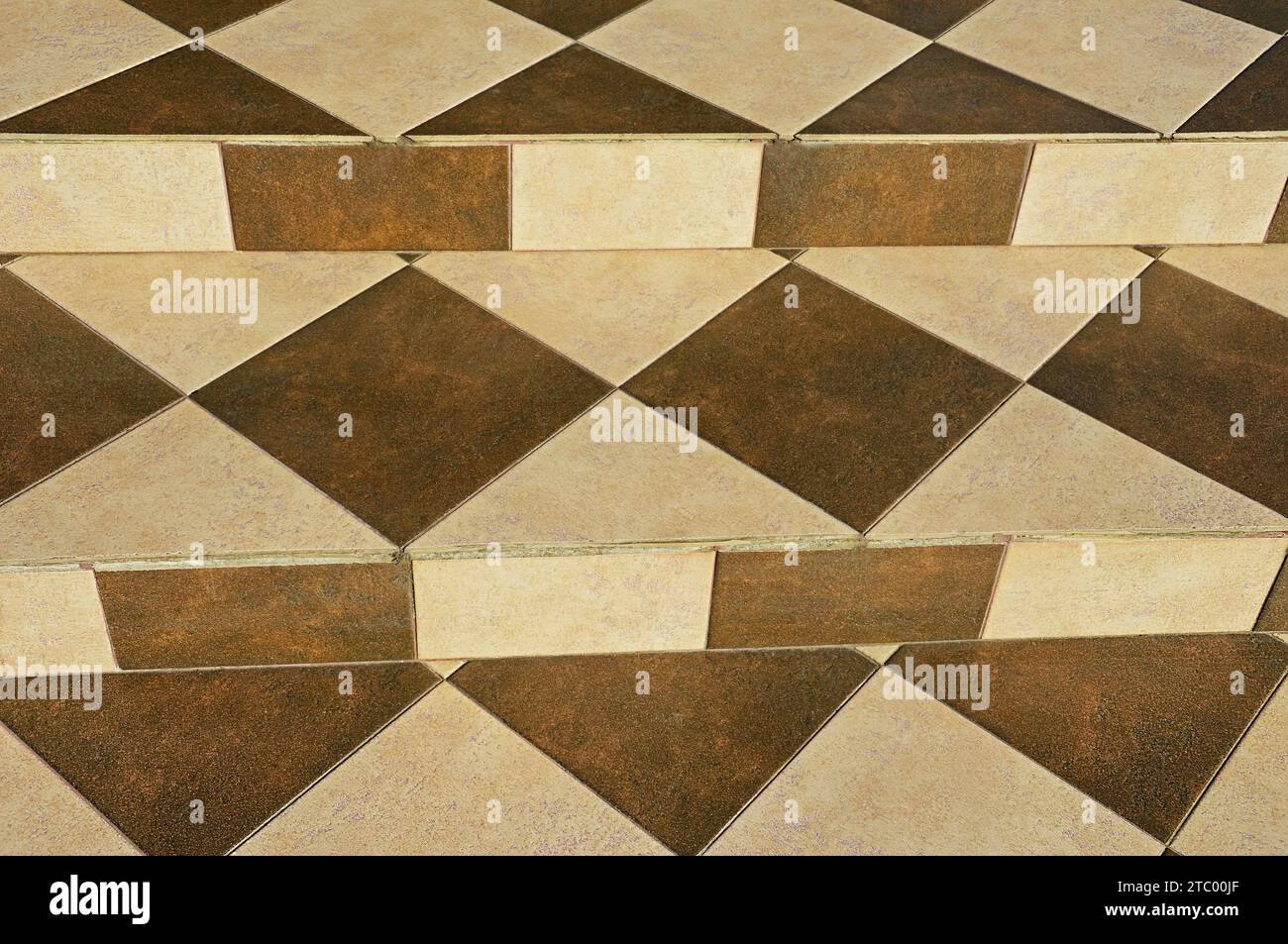 Concrete stairs are decorated with square, rectangular and triangular ...