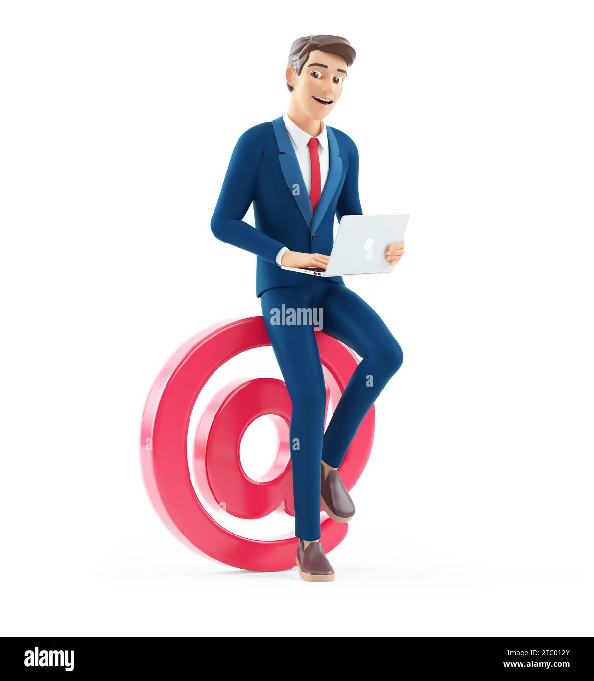3d cartoon businessman working on at sign Stock Photo - Alamy