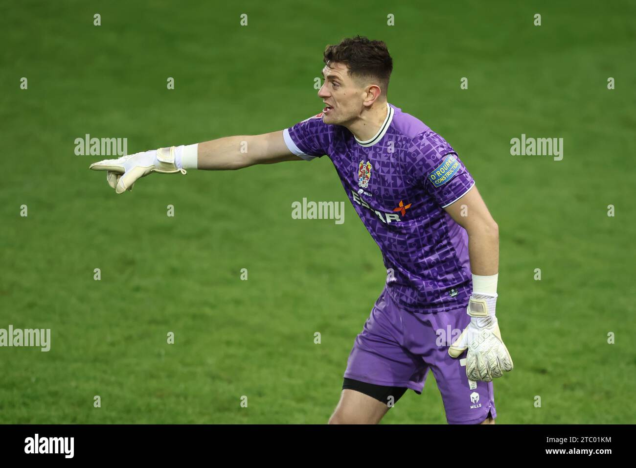 Birkenhead, UK. 9th Dec 2023. Luke McGee of Tranmere Rovers during the ...