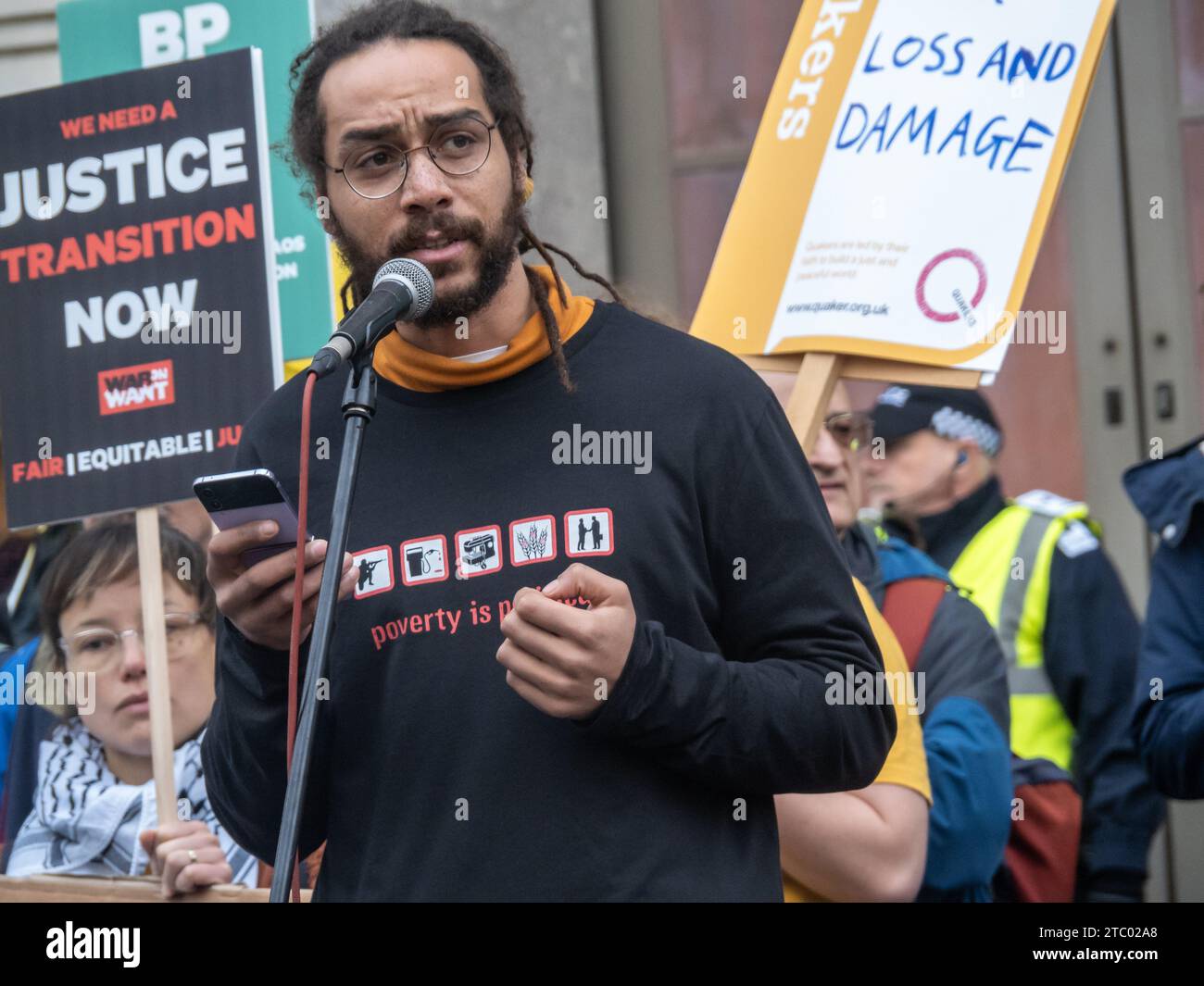 London, UK. 9 Dec 2023. Tyrone Scott, War On Want. Climate Justice ...