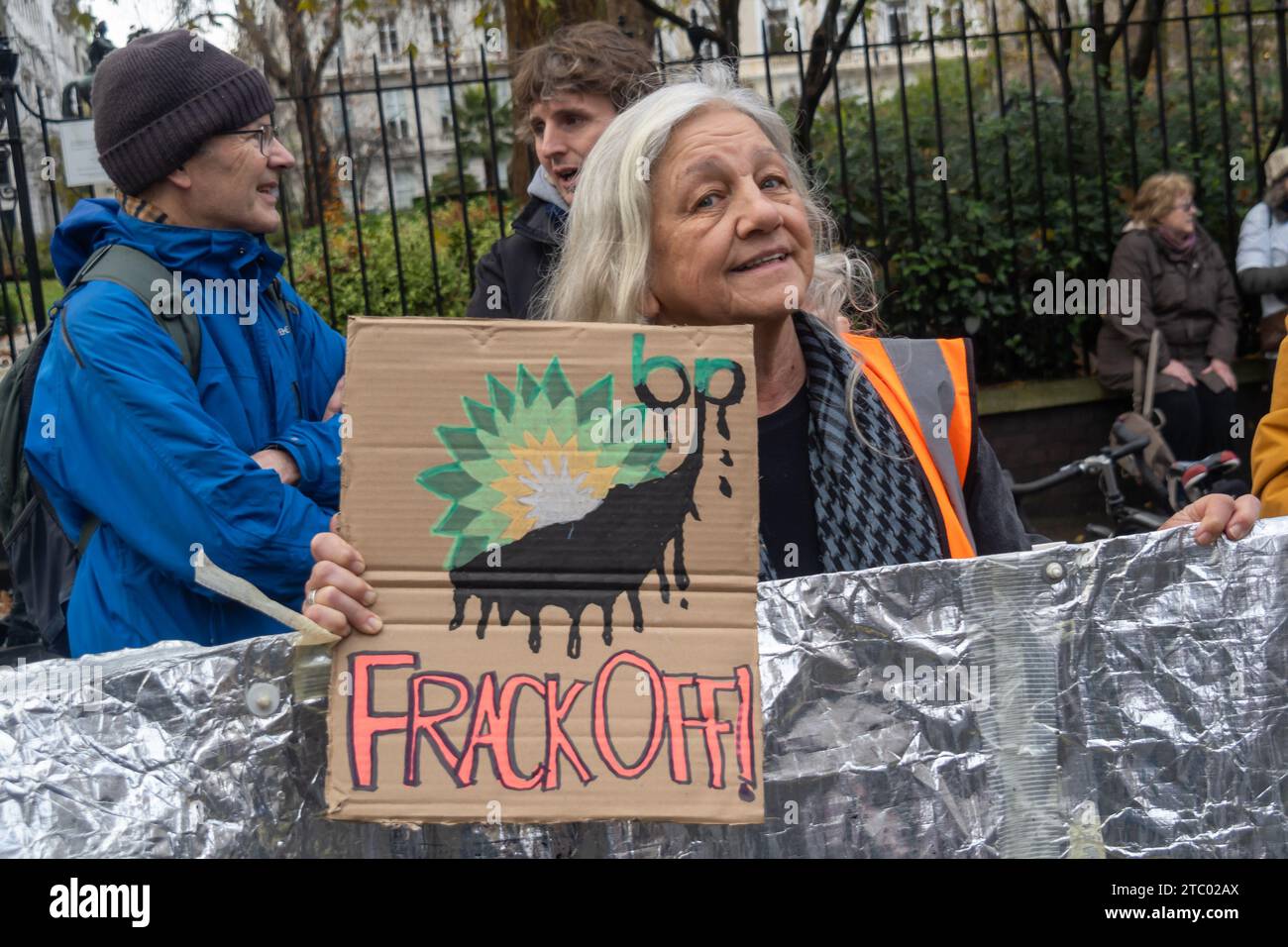 London, UK. 9 Dec 2023. BP Frack Off! Climate Justice Coalition protest ...