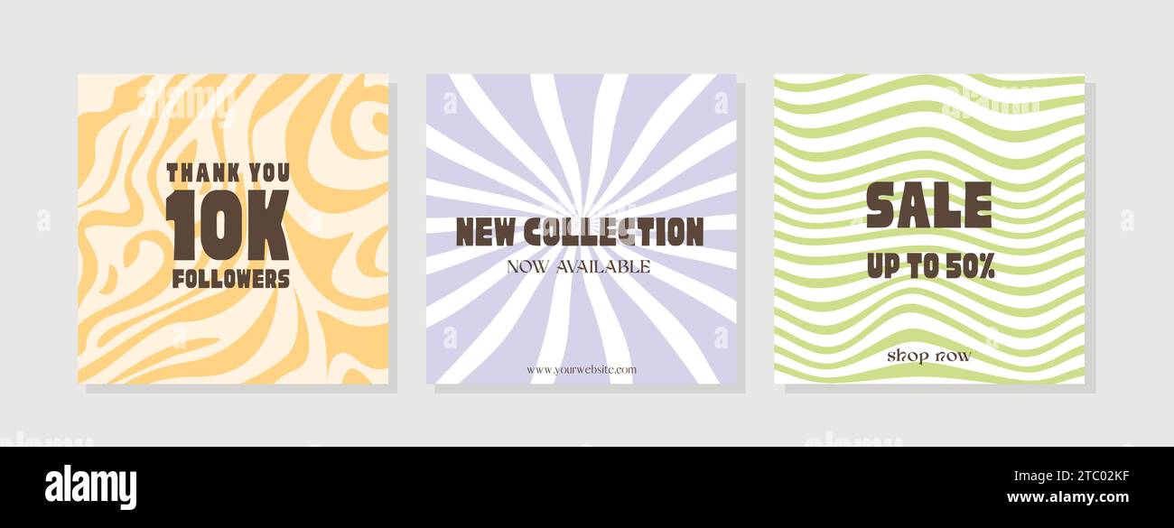 Social media ad post in old school funky nostalgic design. Retro 80s ...