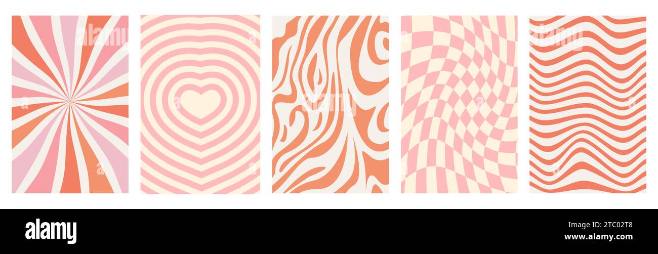 Groovy funky vintage backgrounds. Valentine day. Romantic contemporary ...