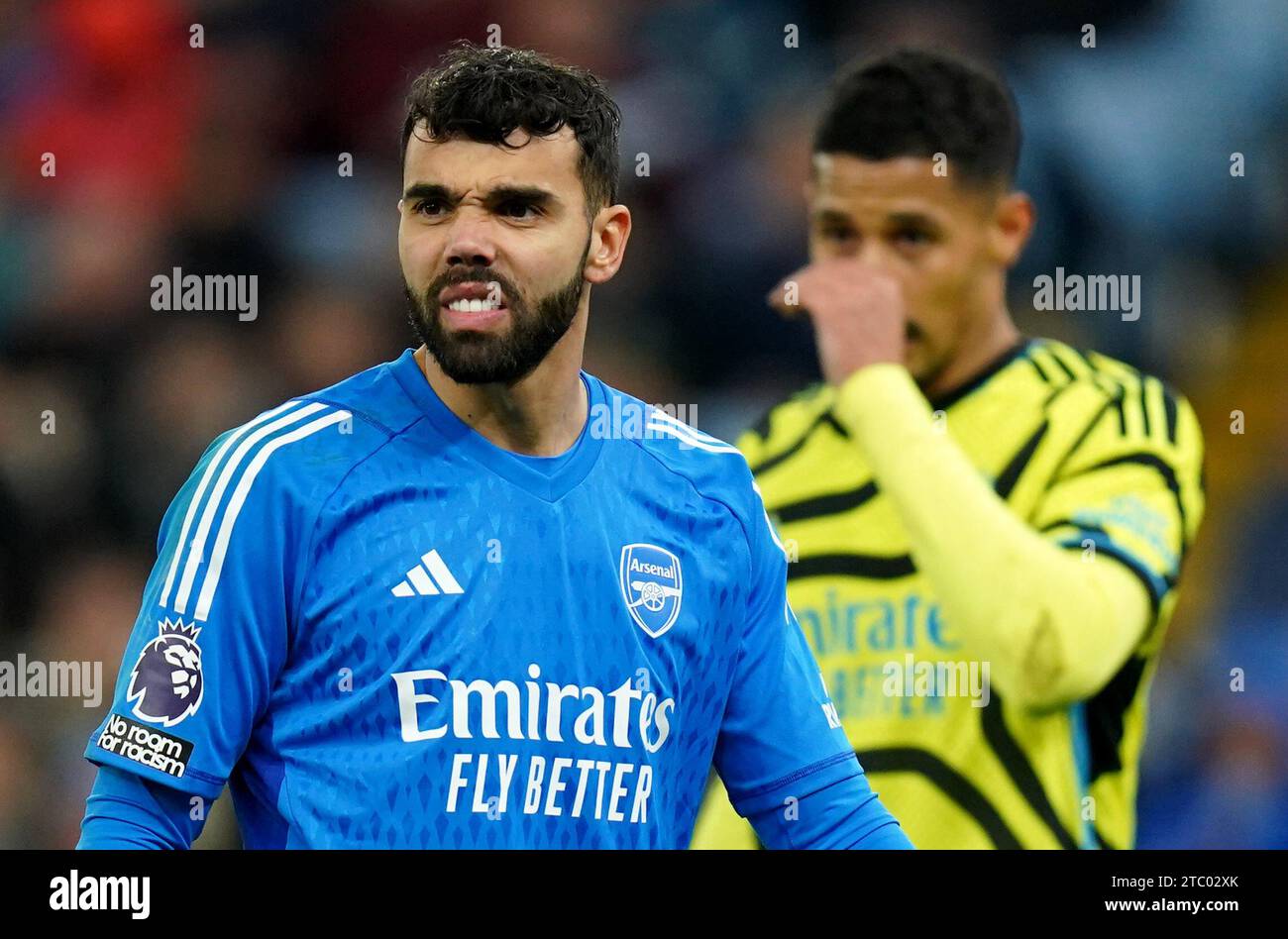 Arsenal goalkeeper David Raya during the Premier League match at Villa ...