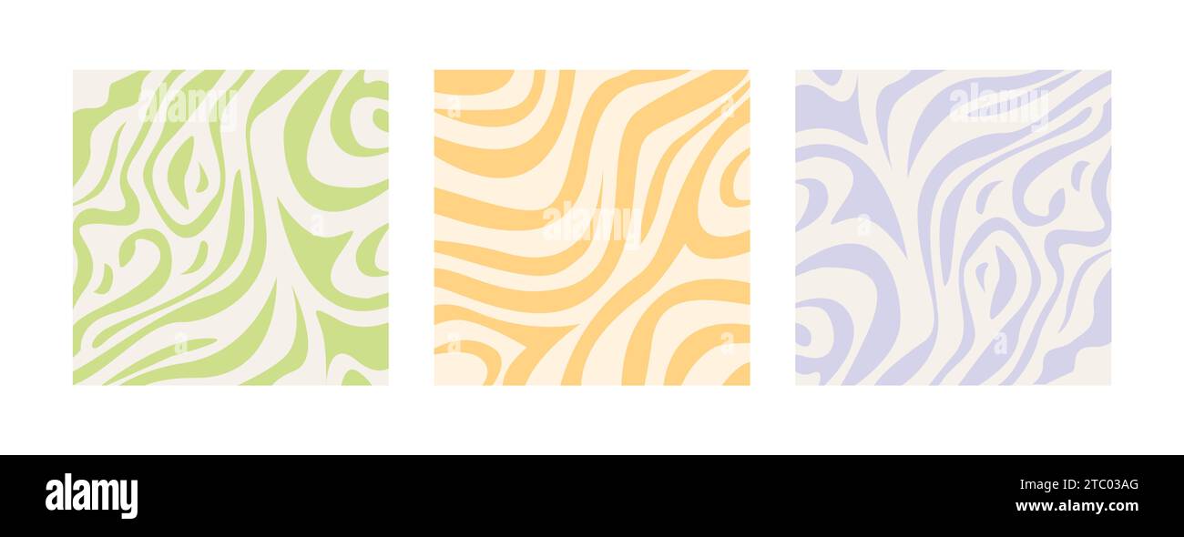 Set of abstract liquid wavy patterns in pastel bleached colors ...