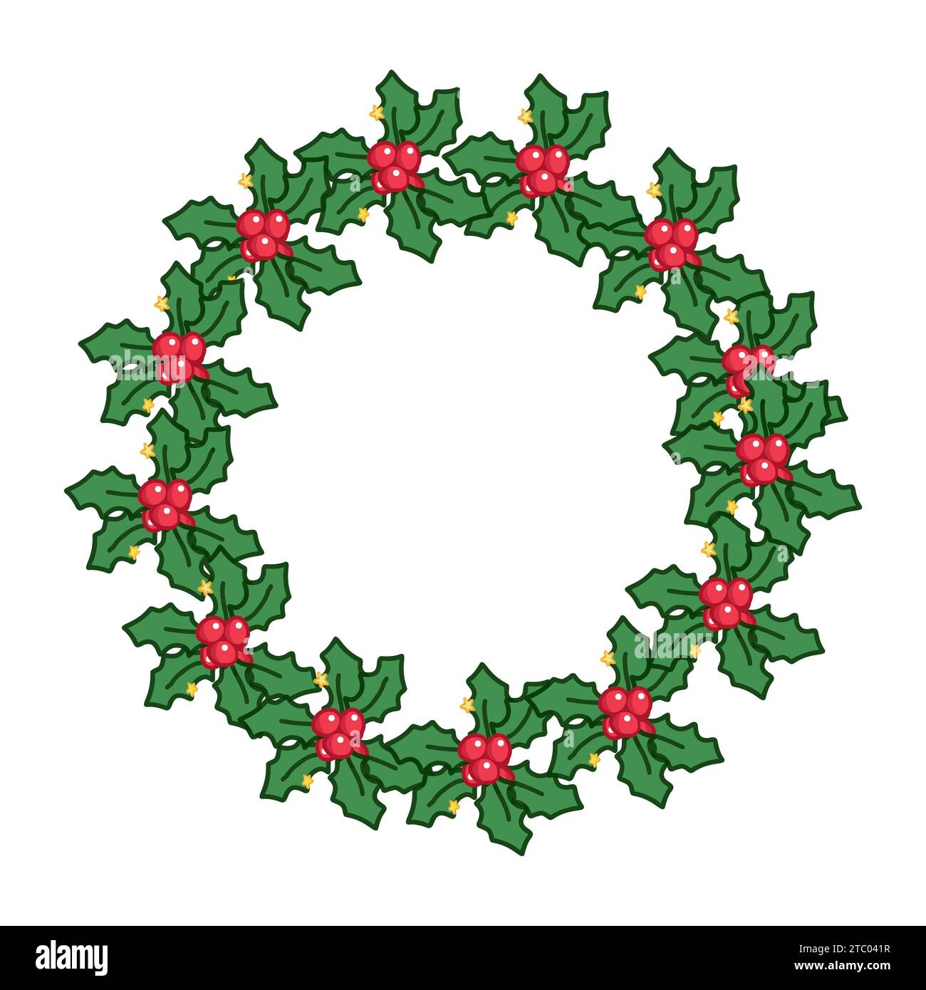 Christmas botanical greenery plants circle wreath. Endless texture for ...