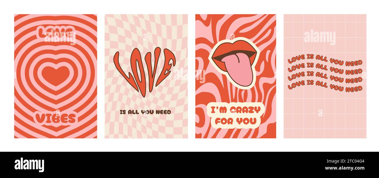 Happy Valentines day greeting card with inspirational slogan. Set of ...