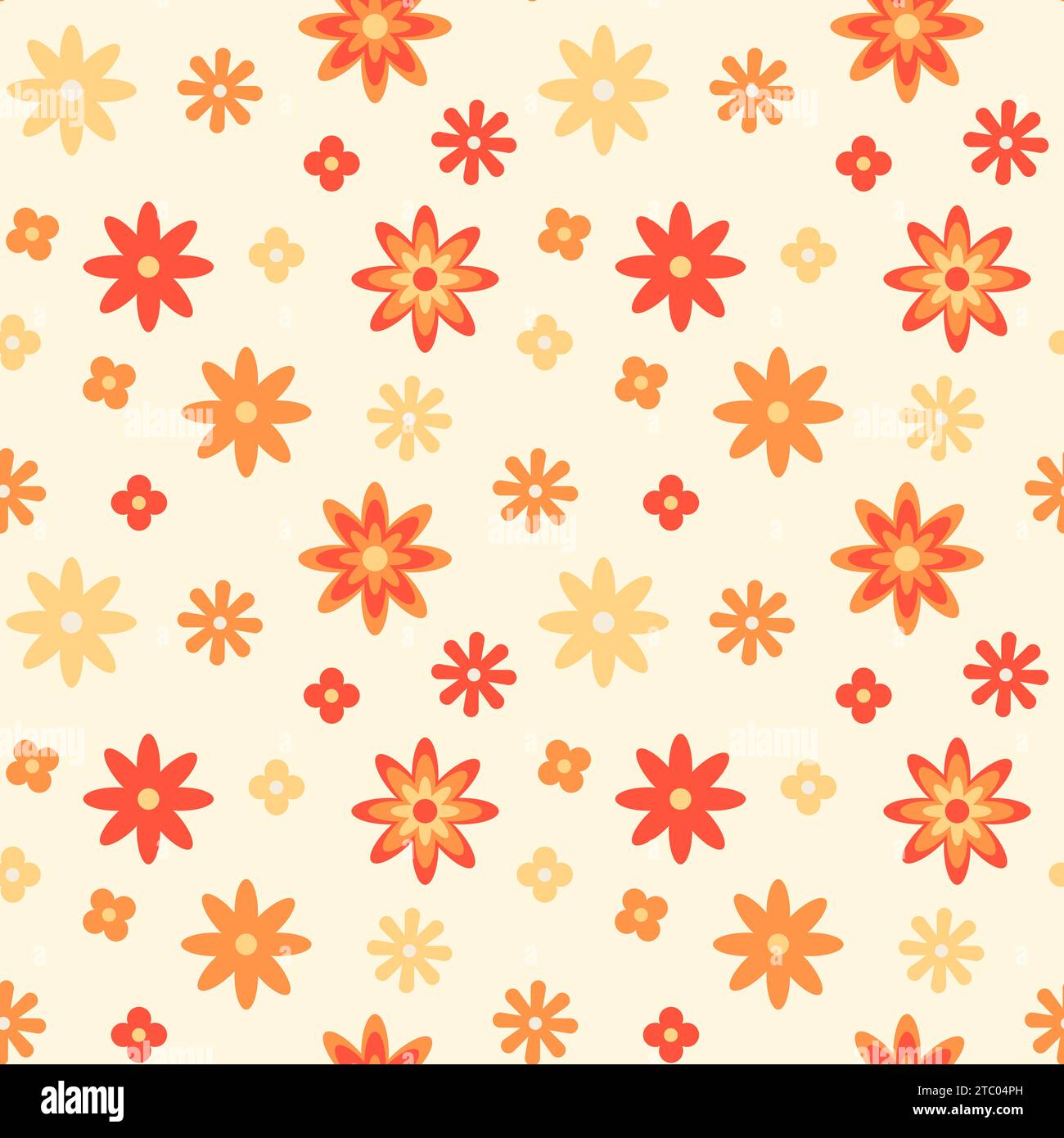 70s inspired floral seamless pattern. Various daisy spring and summer ...