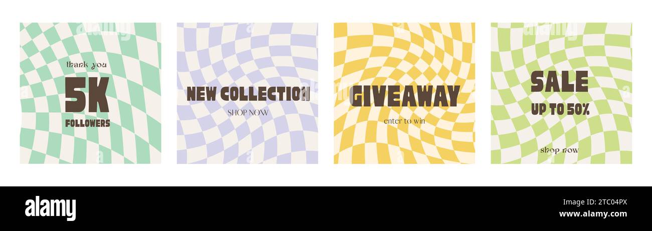 Retro social media ad post in psychedelic funky nostalgic design ...