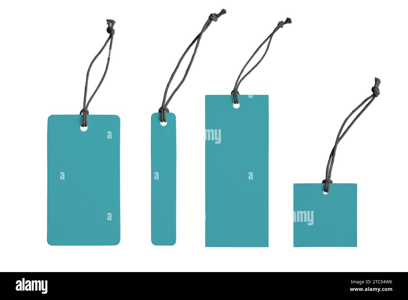Various shape of blank turquoise paper label or cloth tag set isolated ...