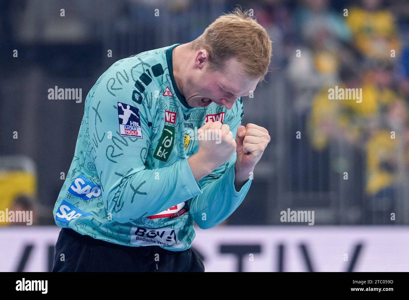 Mannheim, Deutschland. 09th Dec, 2023. David Späth (Torwart, RNL, 29), Einzelbild, Einzelfoto ...