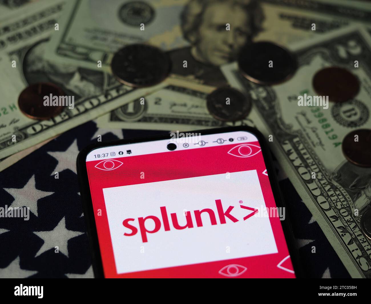 Bavaria, Germany - December 9, 2023: In this photo illustration, Splunk Inc. part of Cisco logo ...