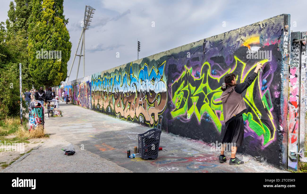 Berlin, Germany - July 23, 2023: Graffiti artist at Mauerpark in Berlin ...