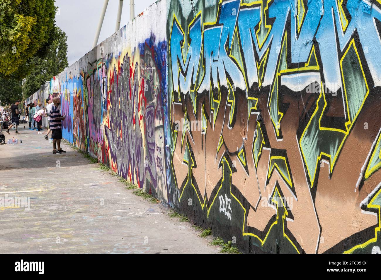 Berlin, Germany - July 23, 2023: Graffiti artist at Mauerpark in Berlin ...