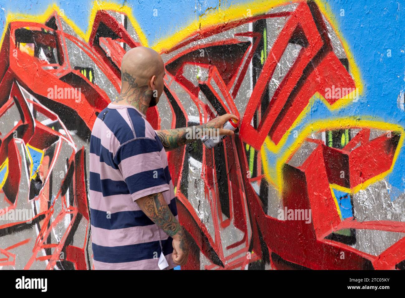 Berlin, Germany - July 23, 2023: Graffiti artist at Mauerpark in Berlin ...