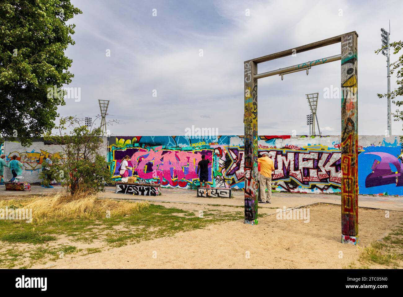 Berlin, Germany - July 23, 2023: Graffiti artist at Mauerpark in Berlin ...