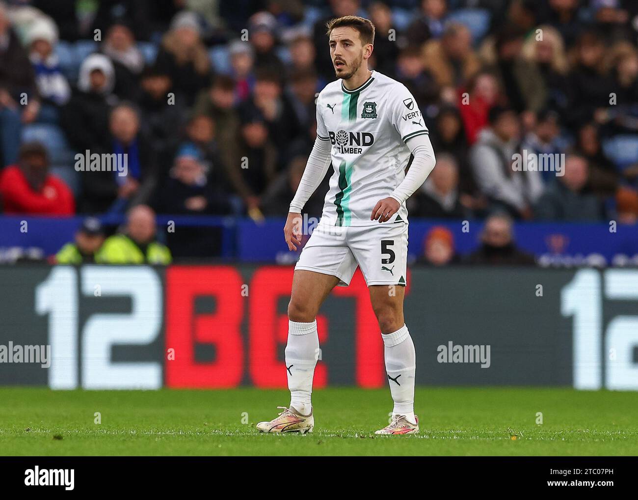 Julio Pleguezuelo #5 of Plymouth Argyle in action during the Sky Bet ...