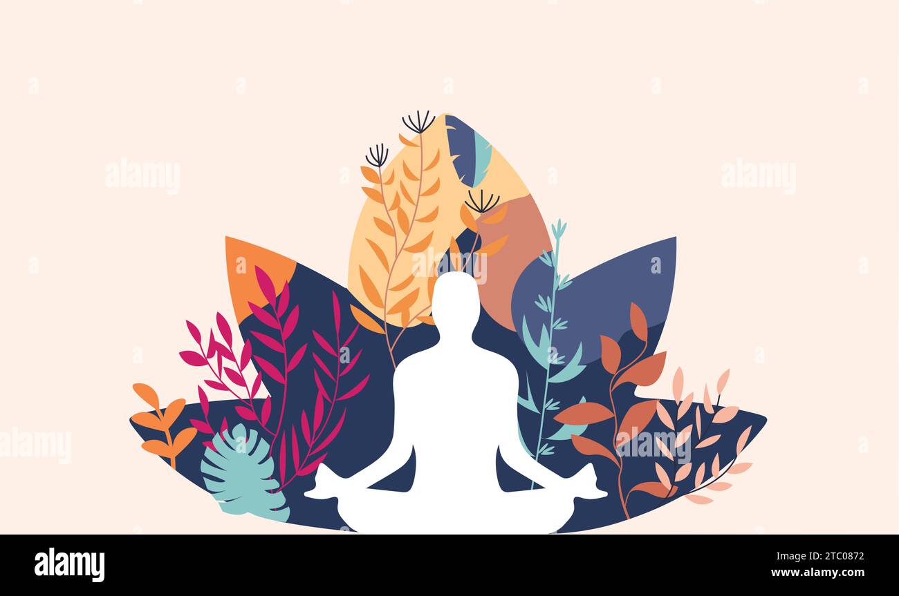 Mental health wellness wellbeing and growth mindset illustration Stock ...