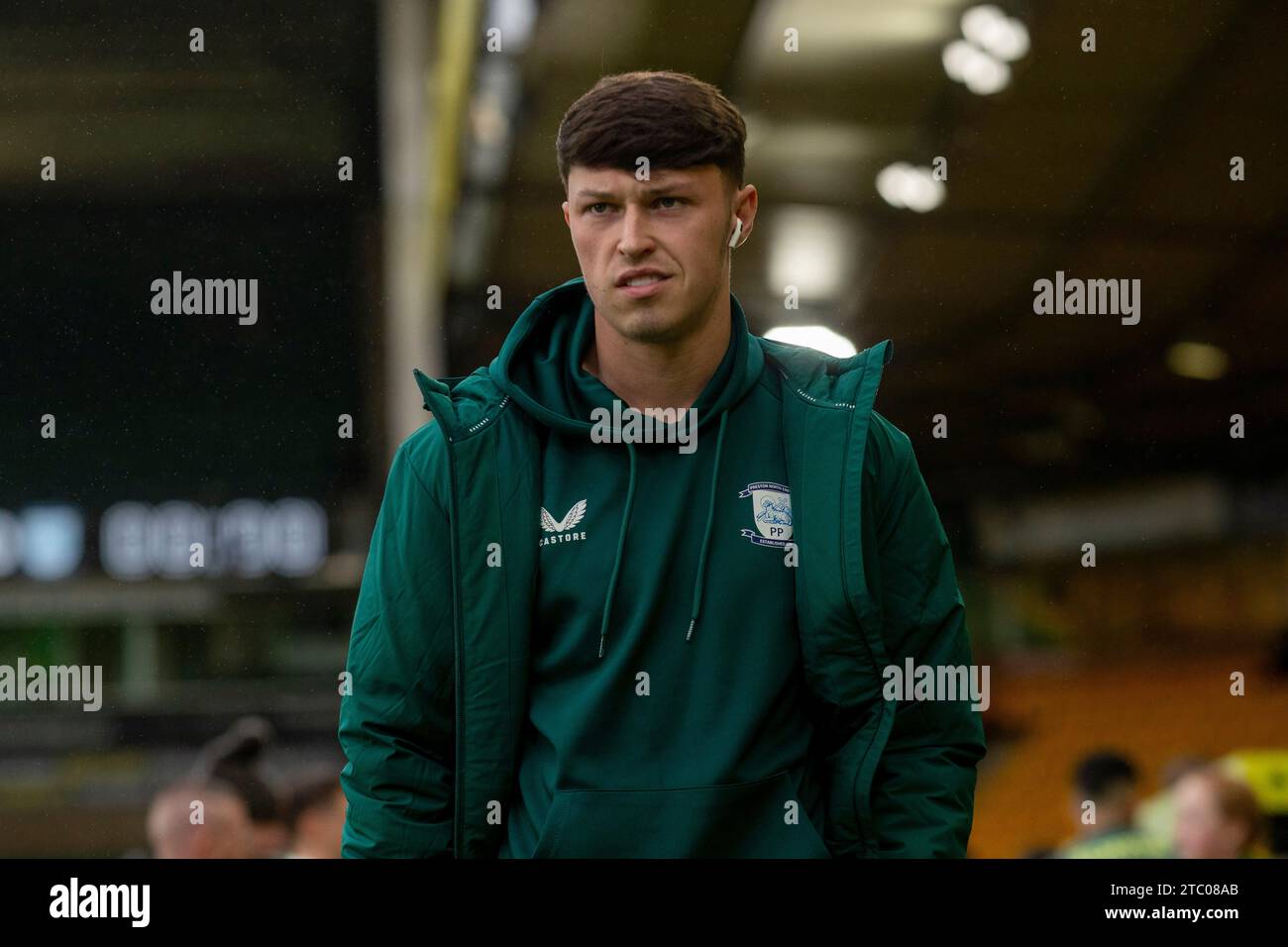 Preston North End Josh Seary inspecting the pitch before the Sky Bet ...