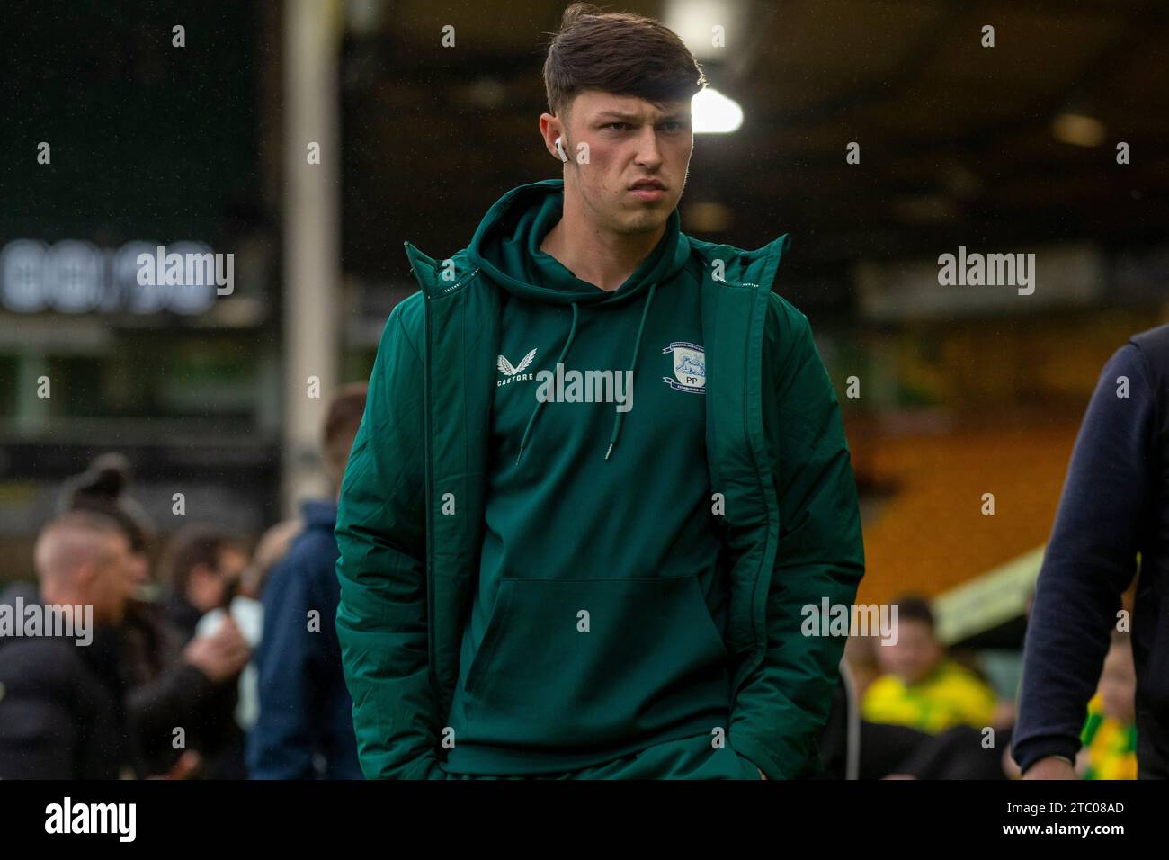 Preston North End Josh Seary inspecting the pitch before the Sky Bet ...
