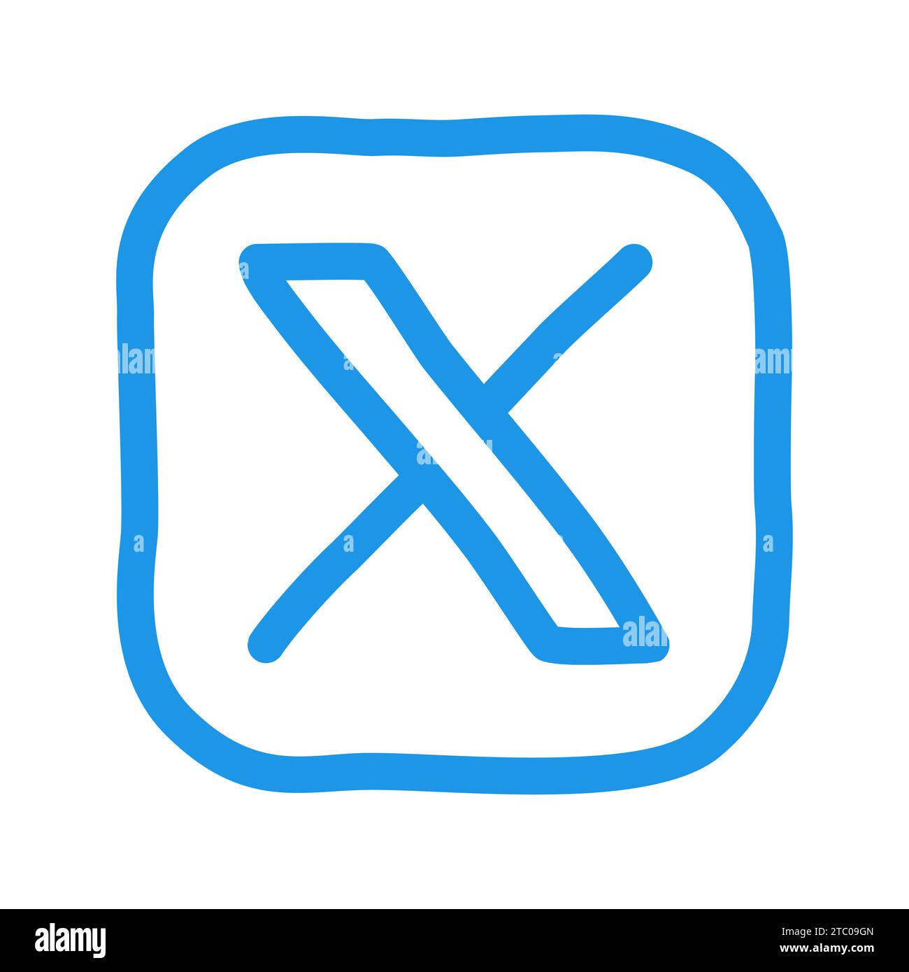Hand drawn new logo brand Twitter with X-shaped graphics, blue sign on ...