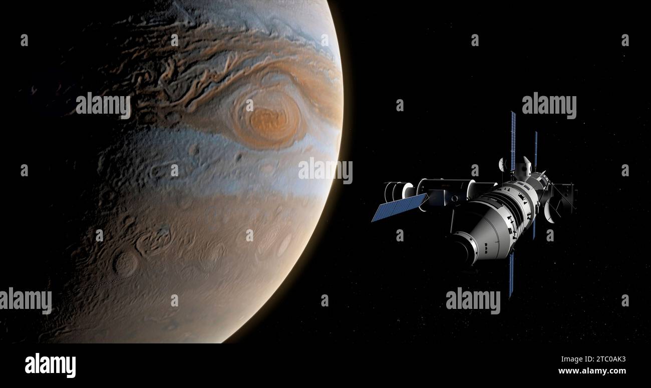 Space station in orbit of Jupiter Stock Photo - Alamy