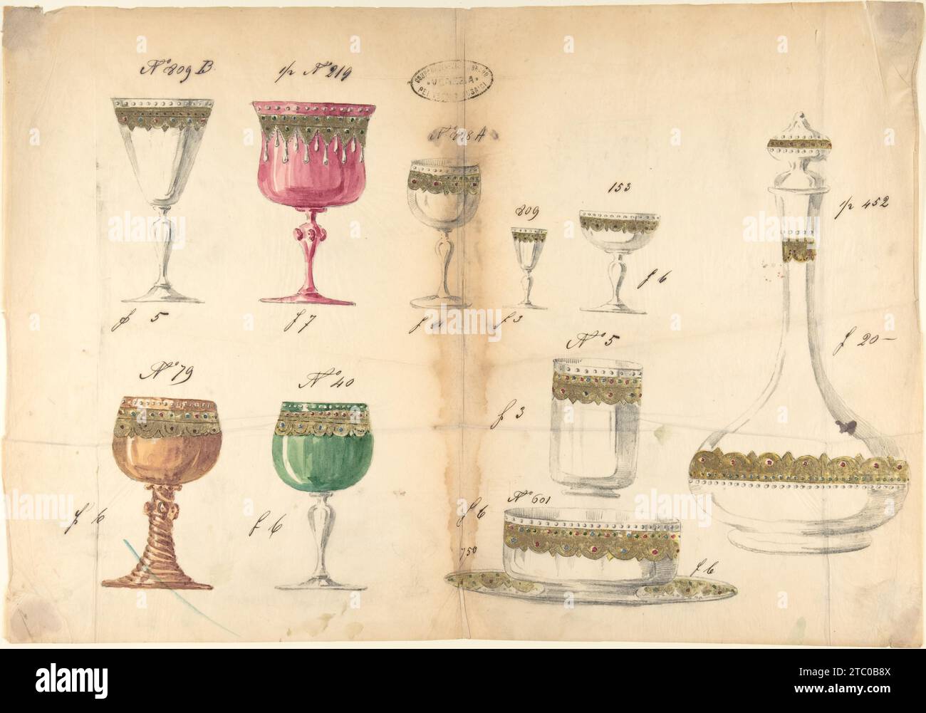 One of Twenty-Three Sheets of Drawings of Glassware (Mirrors ...