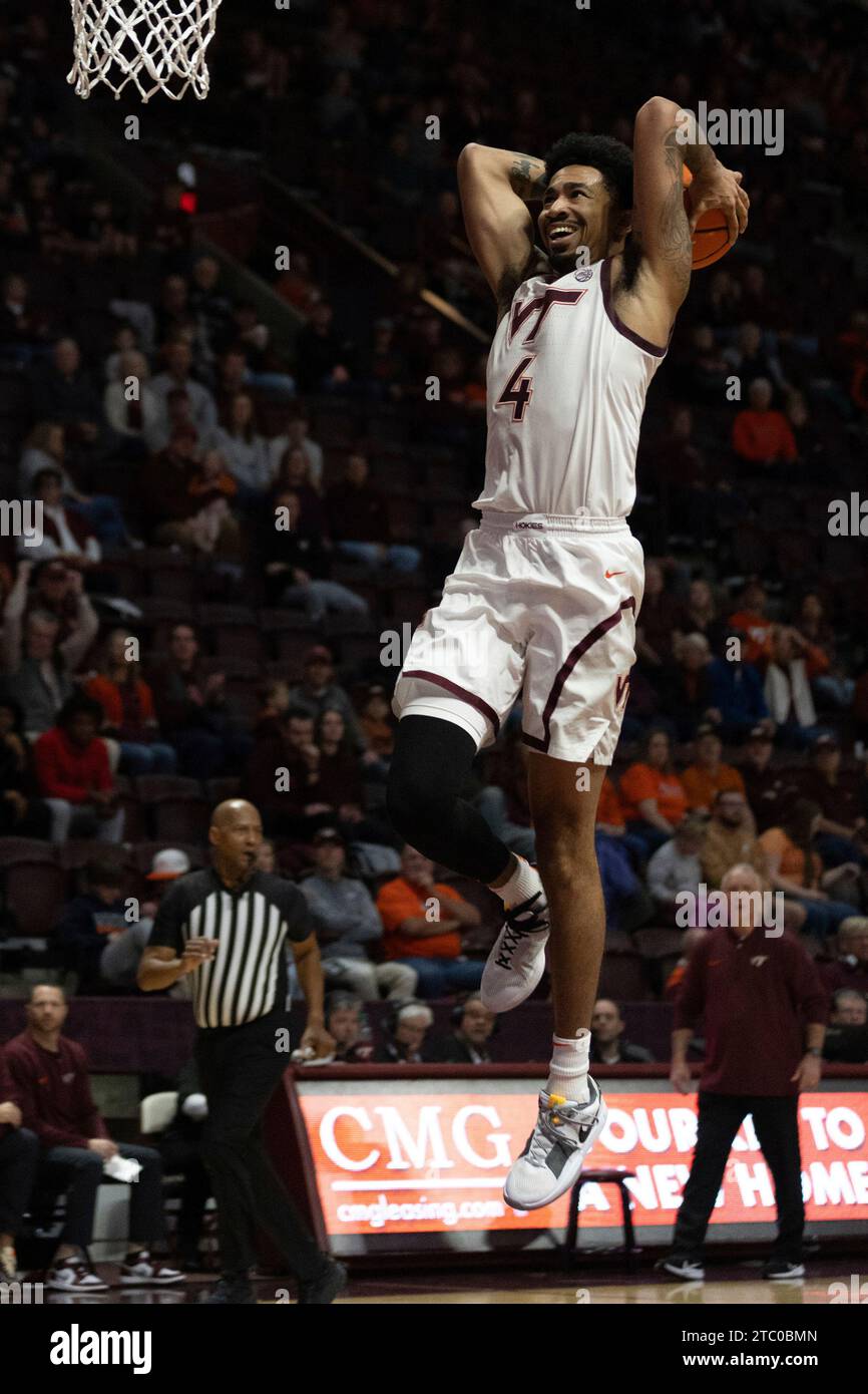 December 9, 2023: Virginia Tech Hokies forward Mekhi Long (4) dunks the ...